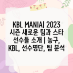 KBL MANIA| 2023 시즌 새로운 팀과 스타 선수들 소개 | 농구, KBL, 선수명단, 팀 분석
